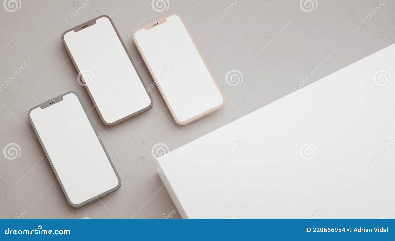 Three Phones Mockup Blank Screen and Copy Space for Ui Ux App and ...