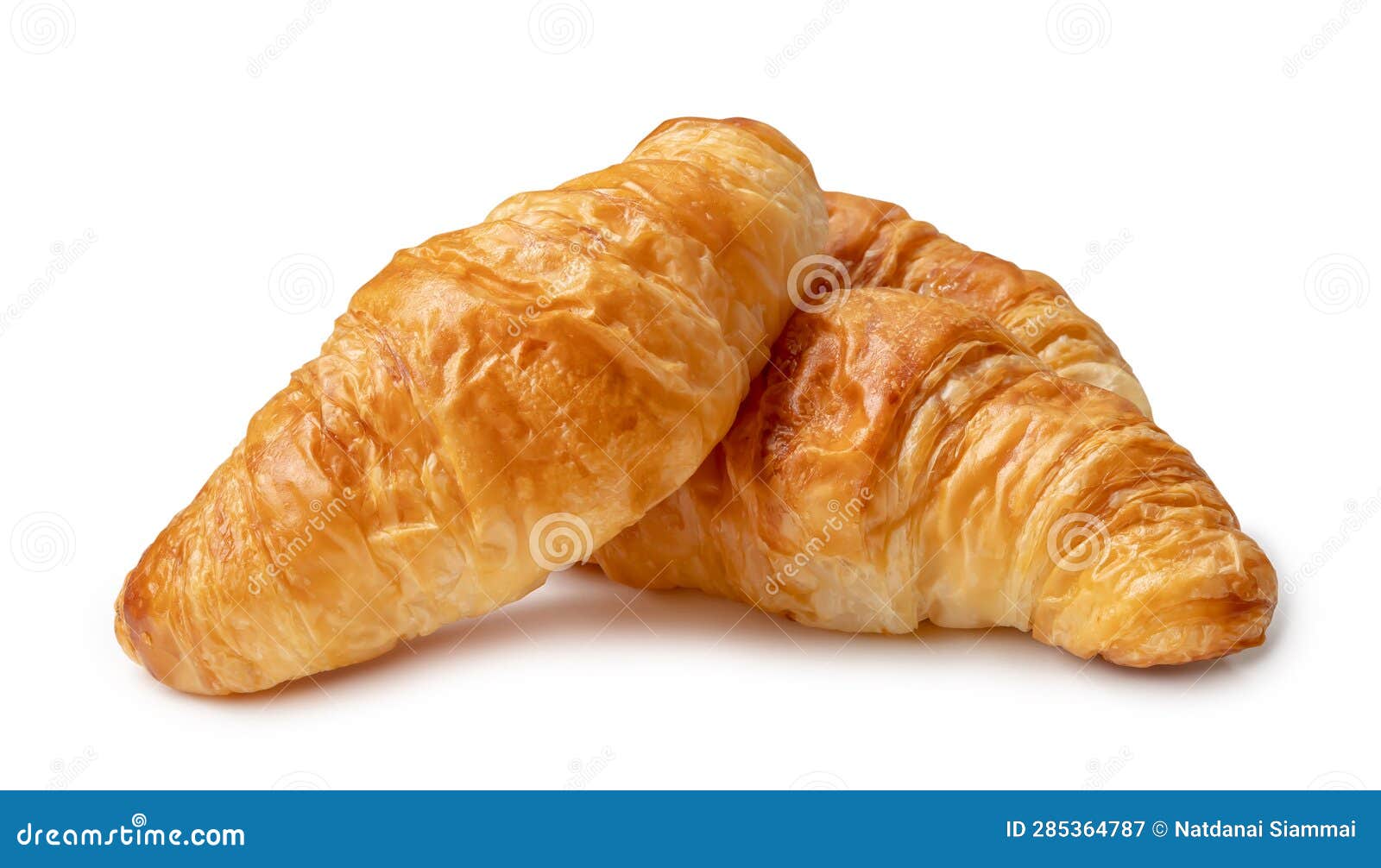 Three Piece of Croissant in Stack Isolated on White Background with ...