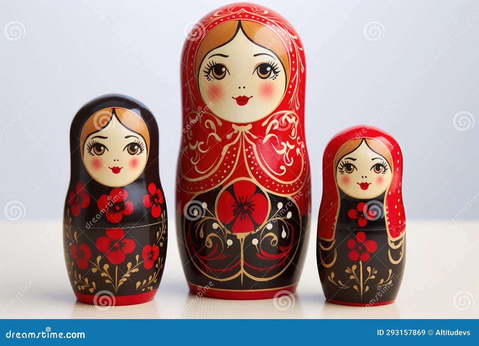 Three-piece Matryoshka Doll, Separated To Show Hierarchy Stock Image ...