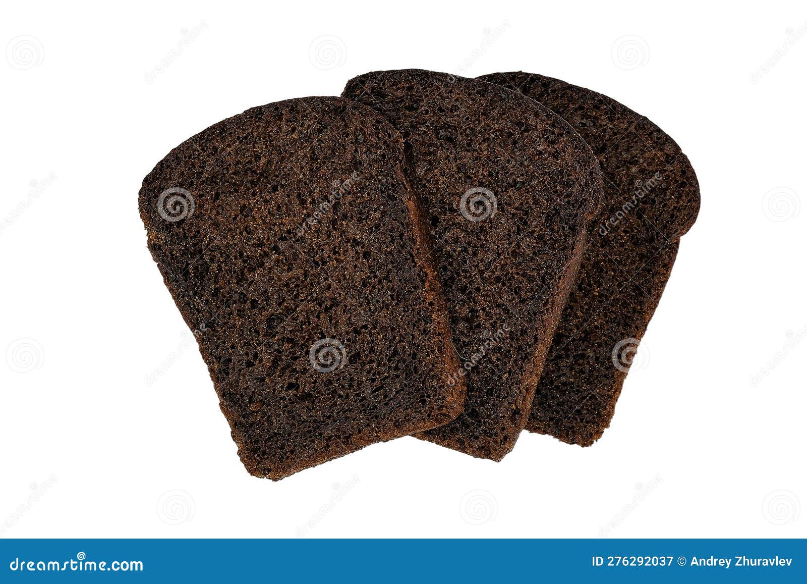 Three Pieces of Black Rye Bread, Isolated on a White Background Stock ...