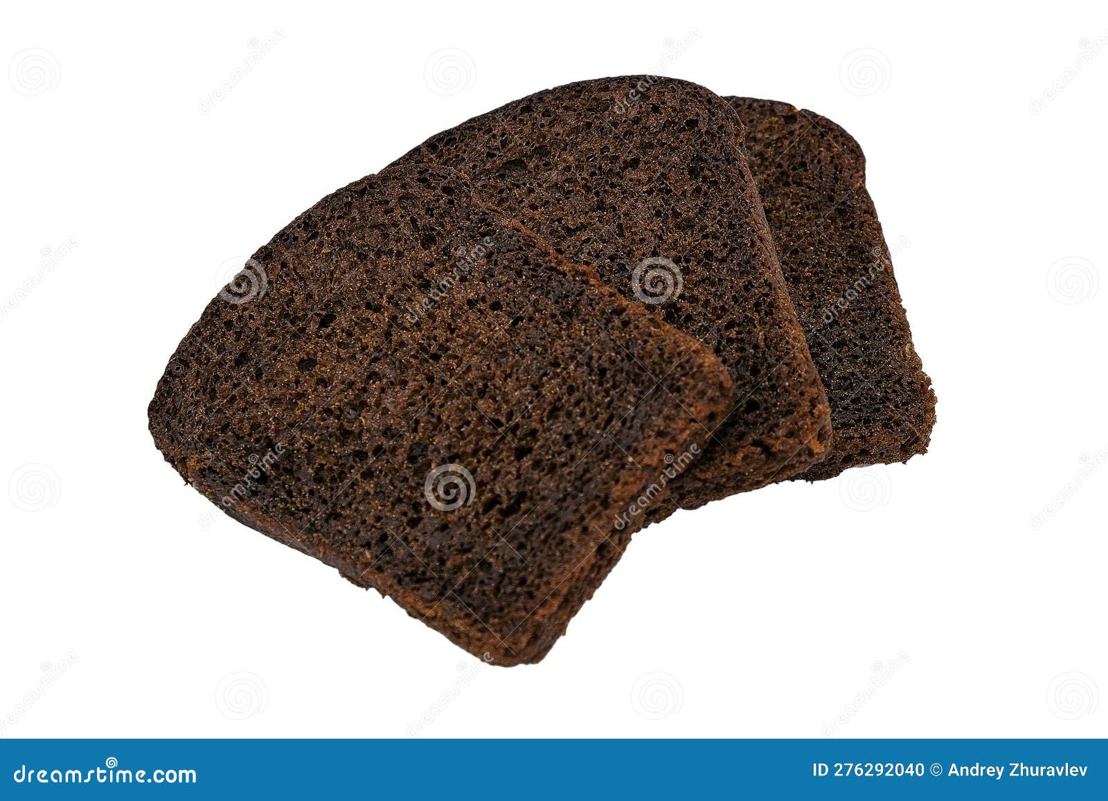 Three Pieces of Black Rye Bread, Isolated on a White Background Stock ...