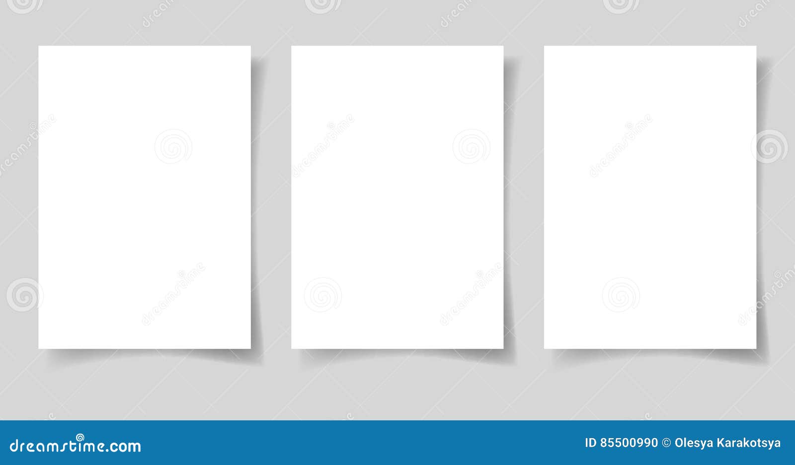 Three Pieces Blank Sheet of White Paper A4 Format Stock Vector ...