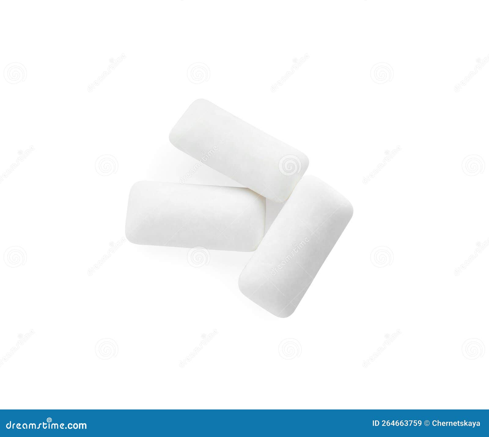 Three Pieces of Chewing Gum on White Background, Top View Stock Image ...