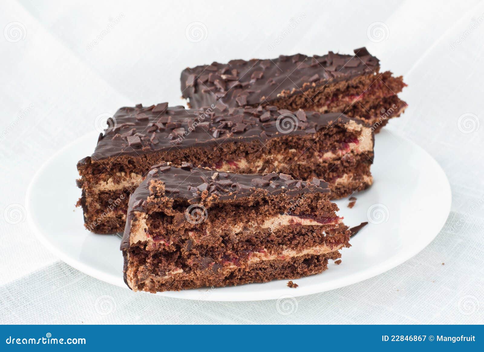 Three Pieces of Chocolate Cake Stock Image - Image of pieces, piece ...