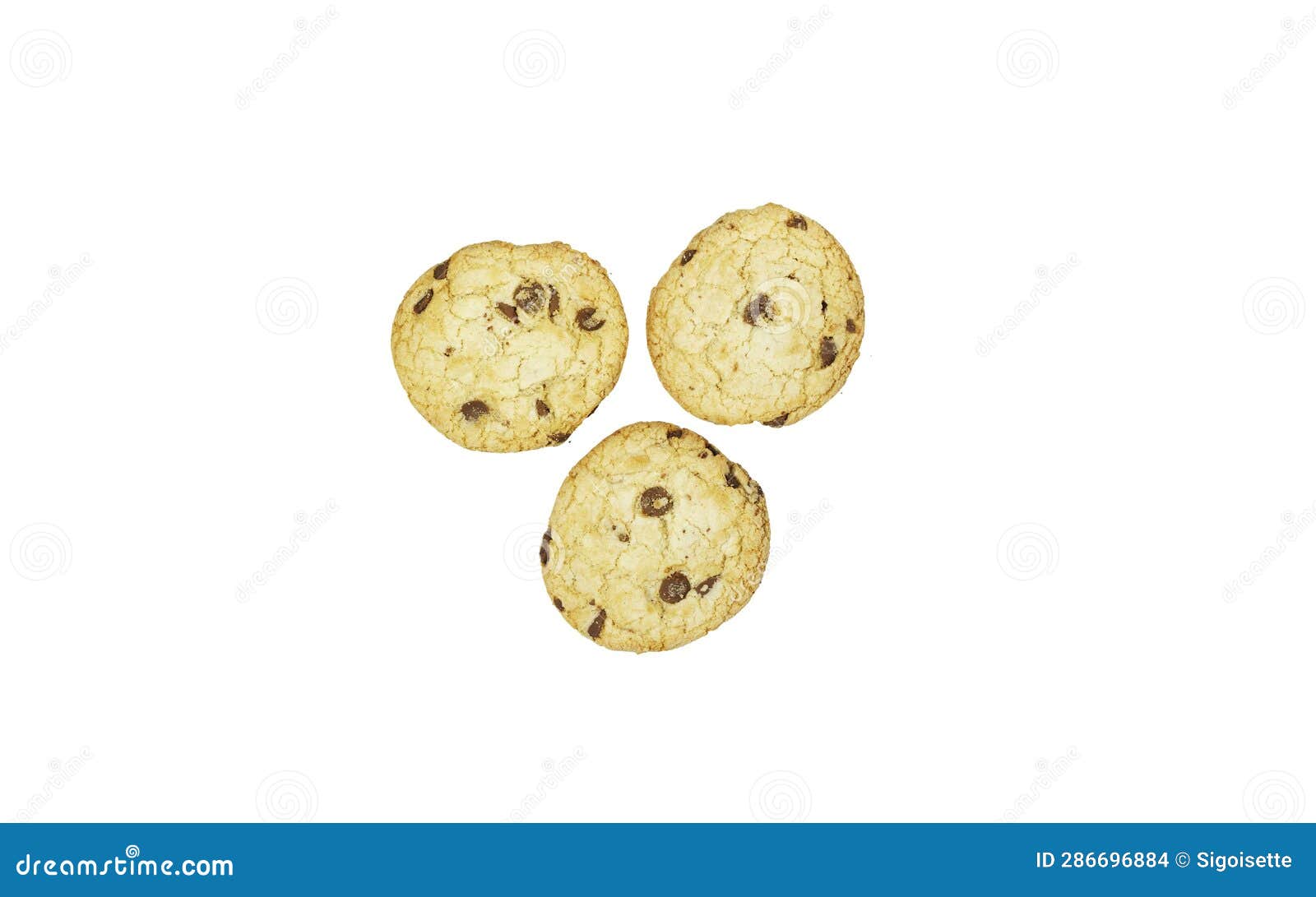Three Pieces of Chocolate Cookies on White Background. Stock Photo ...