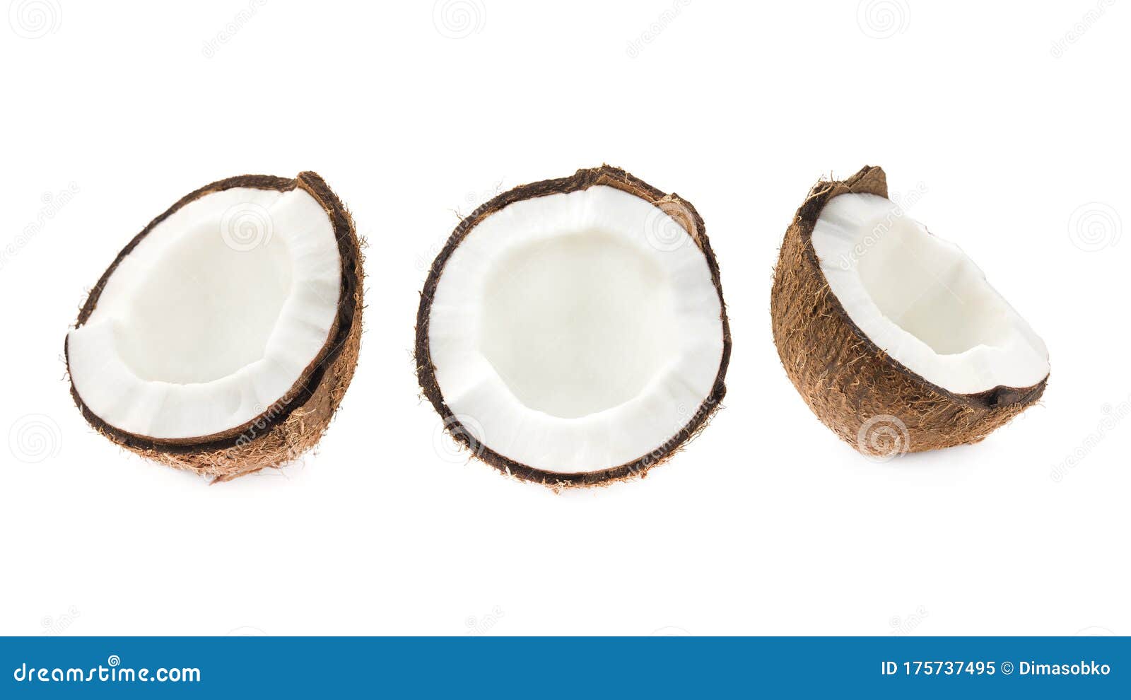 Three Pieces of Coconut Isolated Stock Image - Image of single, hard ...
