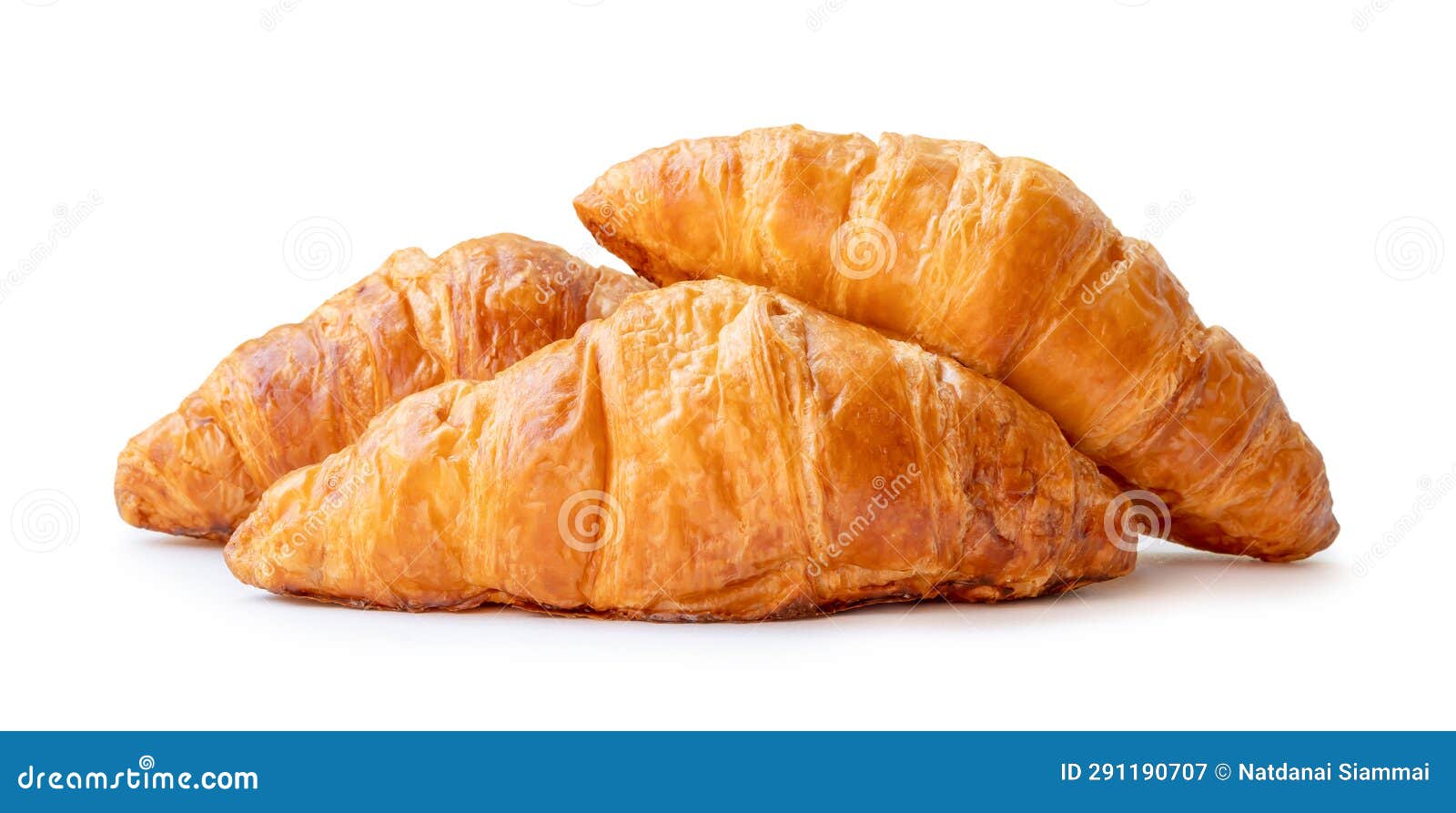 Three Pieces of Croissant in Stack Isolated on White Background with ...