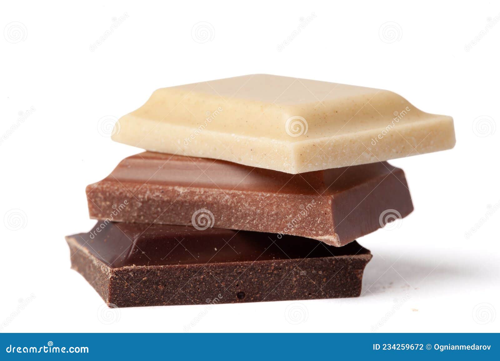 Three Pieces Different Chocolate on a Pile Stock Photo - Image of ...