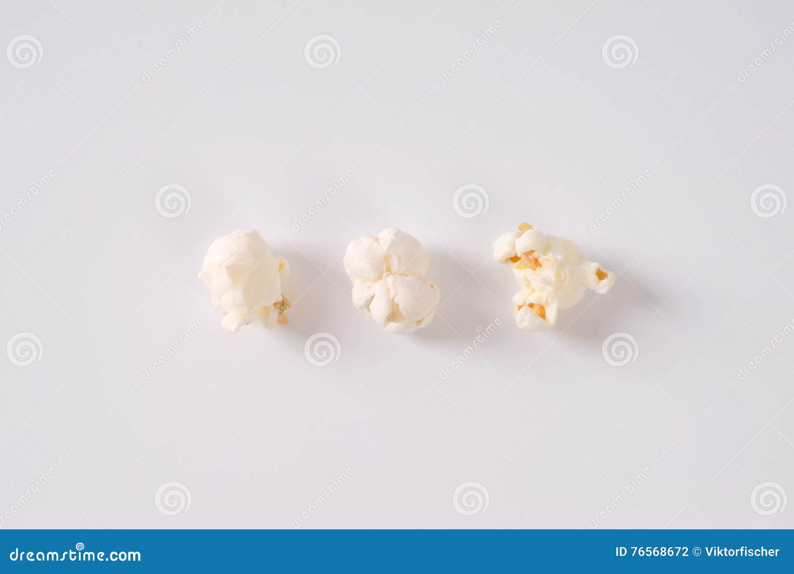 Three Pieces of Fresh Popcorn Stock Photo - Image of popcorn, piece ...