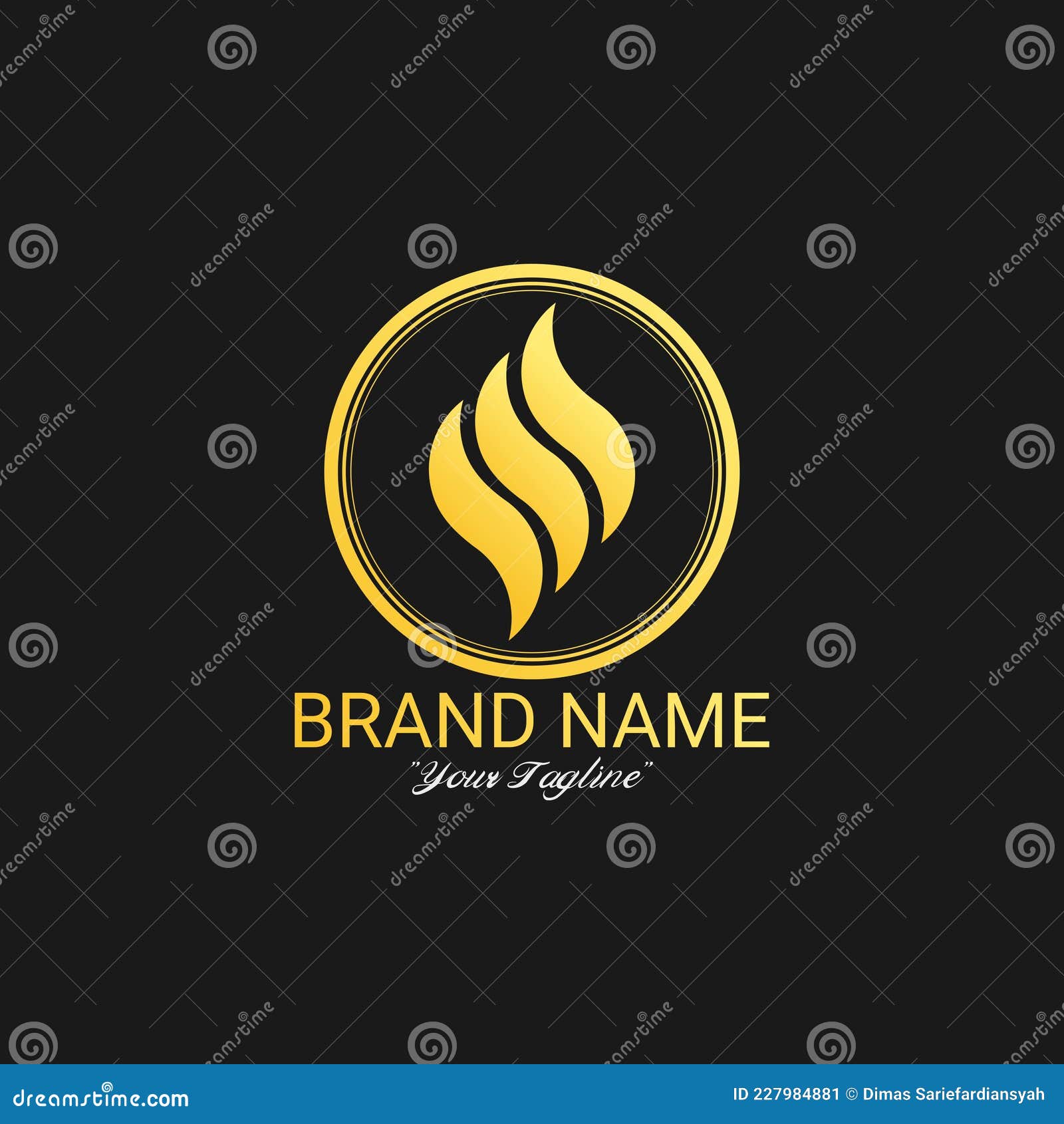 Three Pieces Golden Fire Wave Vector Logo Stock Vector - Illustration ...