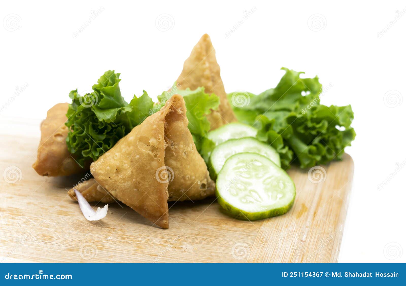 Three Pieces Golden Samosa Isolated on White Background Stock Image ...
