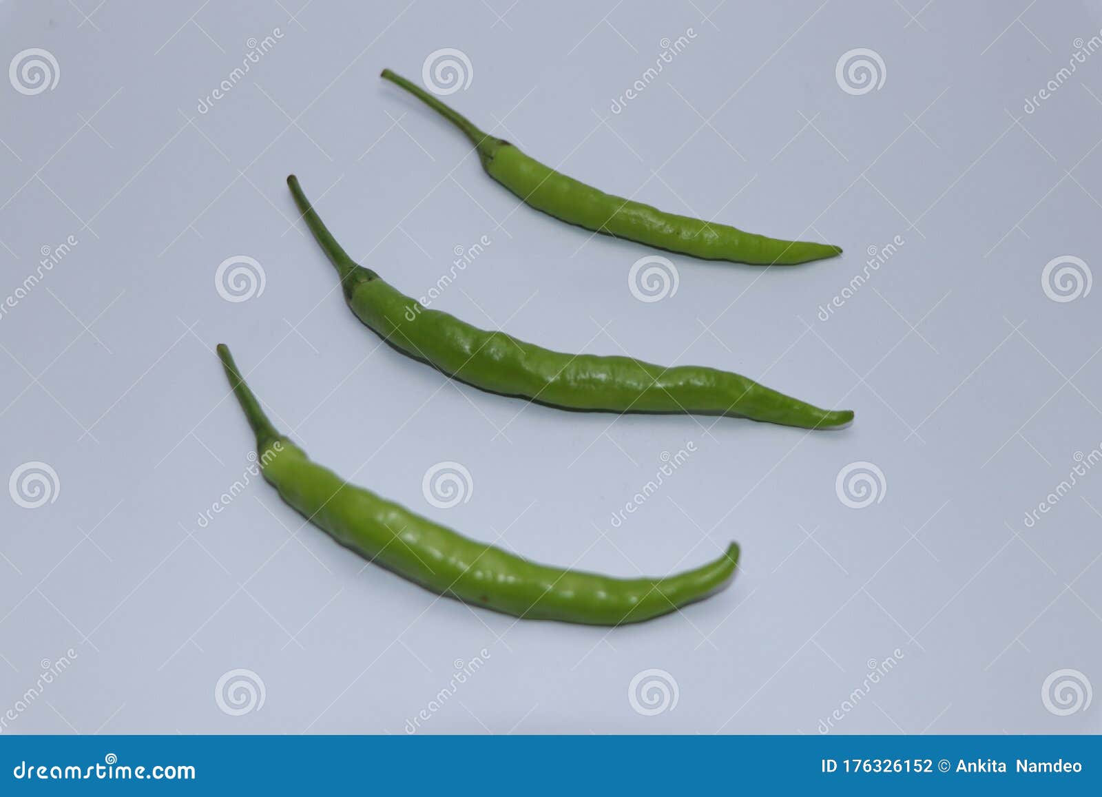 Three Pieces of Green Color Chilli Stock Photo - Image of indian, green ...