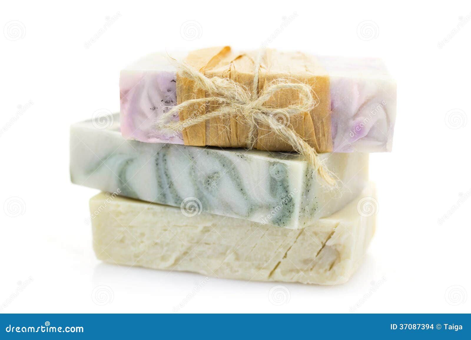 Three Pieces of Handmade Soap Isolated on White Stock Photo - Image of ...