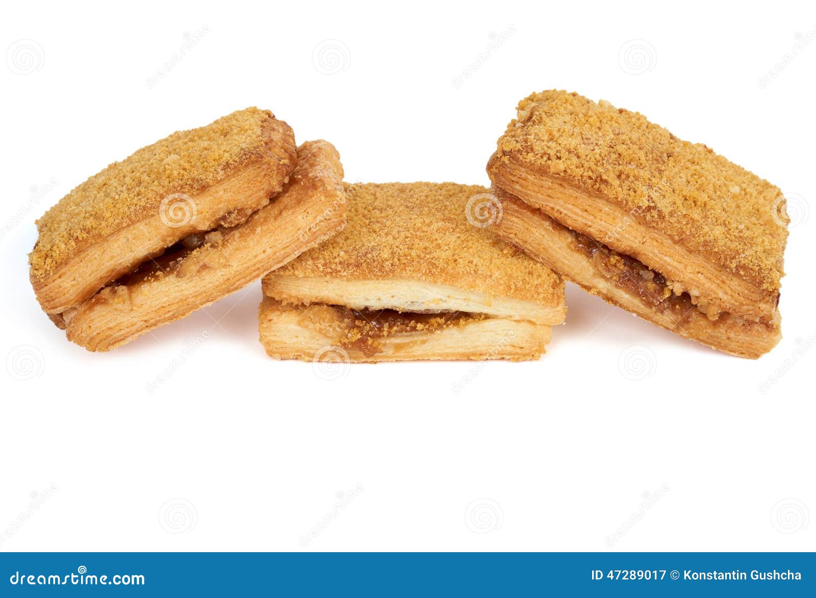 Three pieces of pastry stock image. Image of roll, soft - 47289017