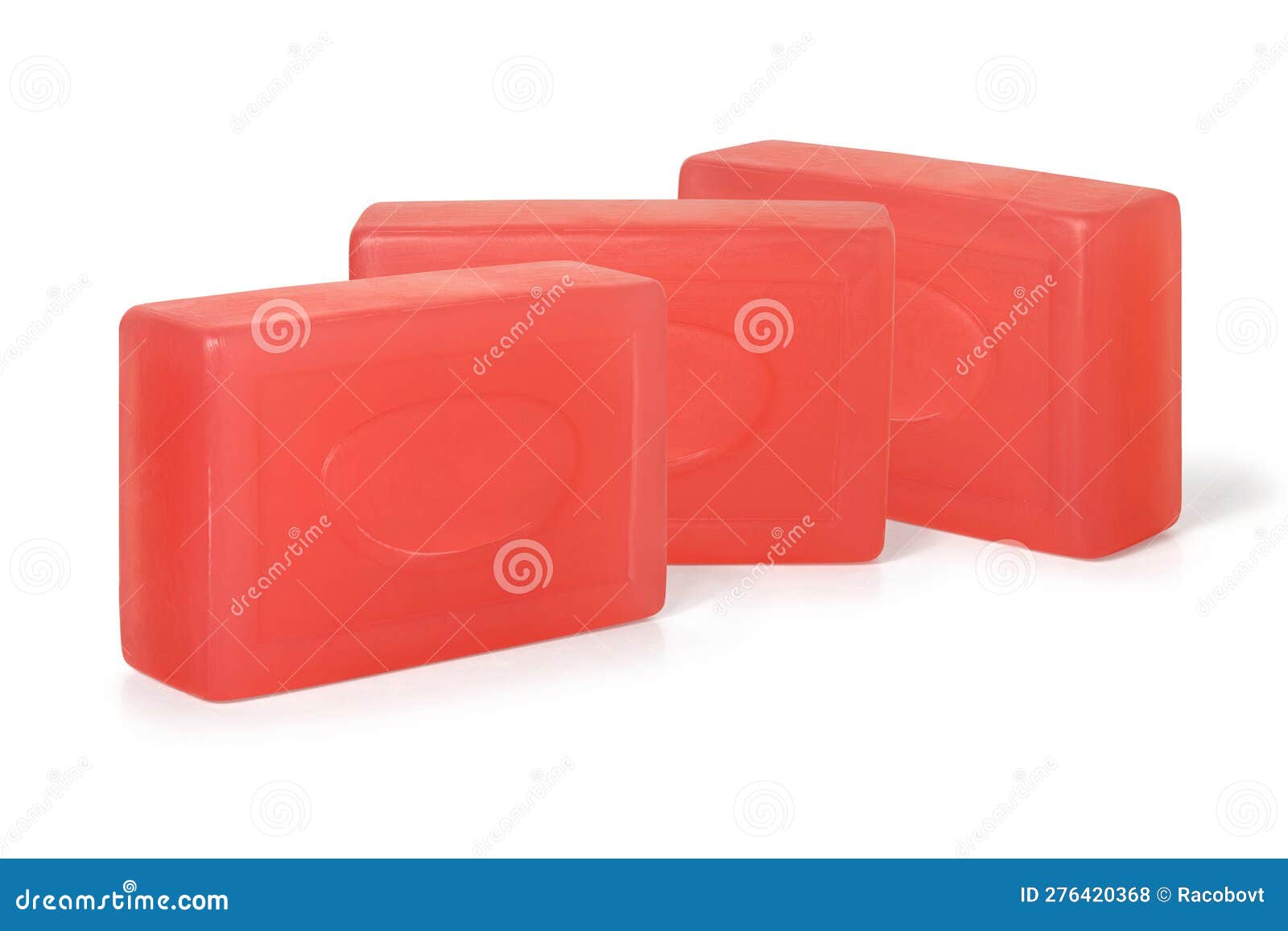 Three Pieces of Red Toilet Soap on a White Background. Full Depth of ...