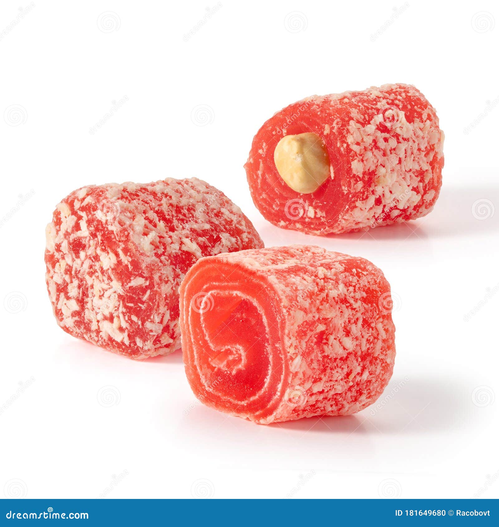 Three Pieces of Red Turkish Delight Stock Photo - Image of pieces, soft ...