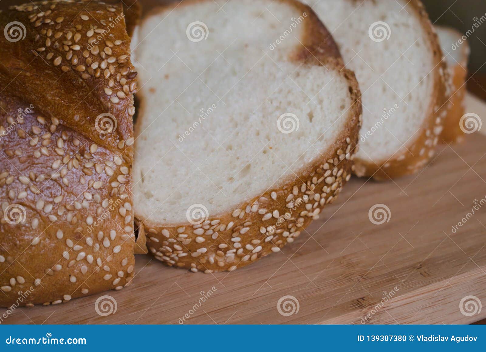 Three Pieces of Sesame Bread. Stock Photo - Image of sesame, cutting ...