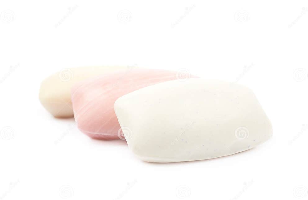 Three Pieces of Soap Isolated Stock Photo - Image of home, healthy ...