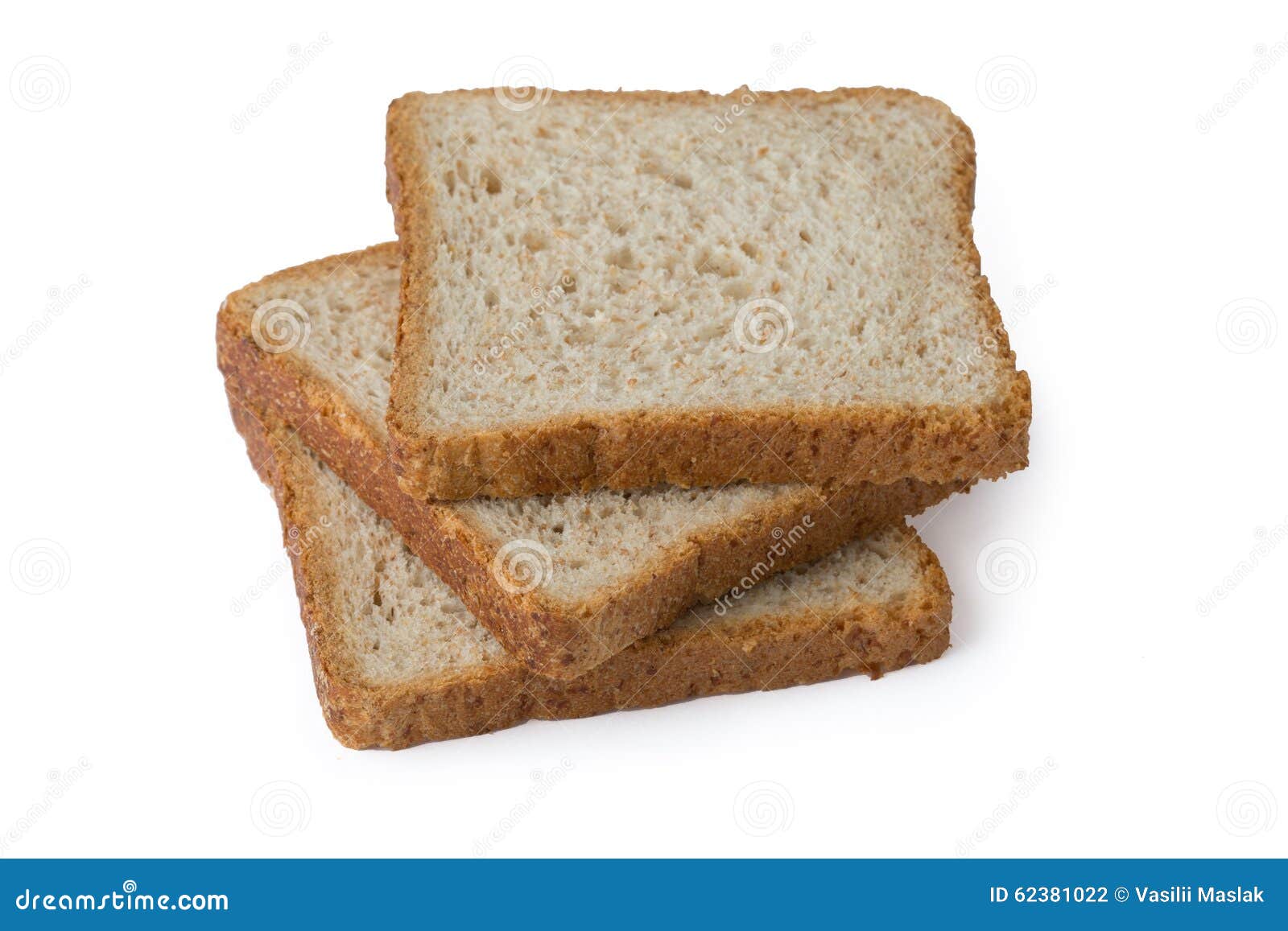 Three Pieces of Toast Bread on White Background Stock Photo - Image of ...