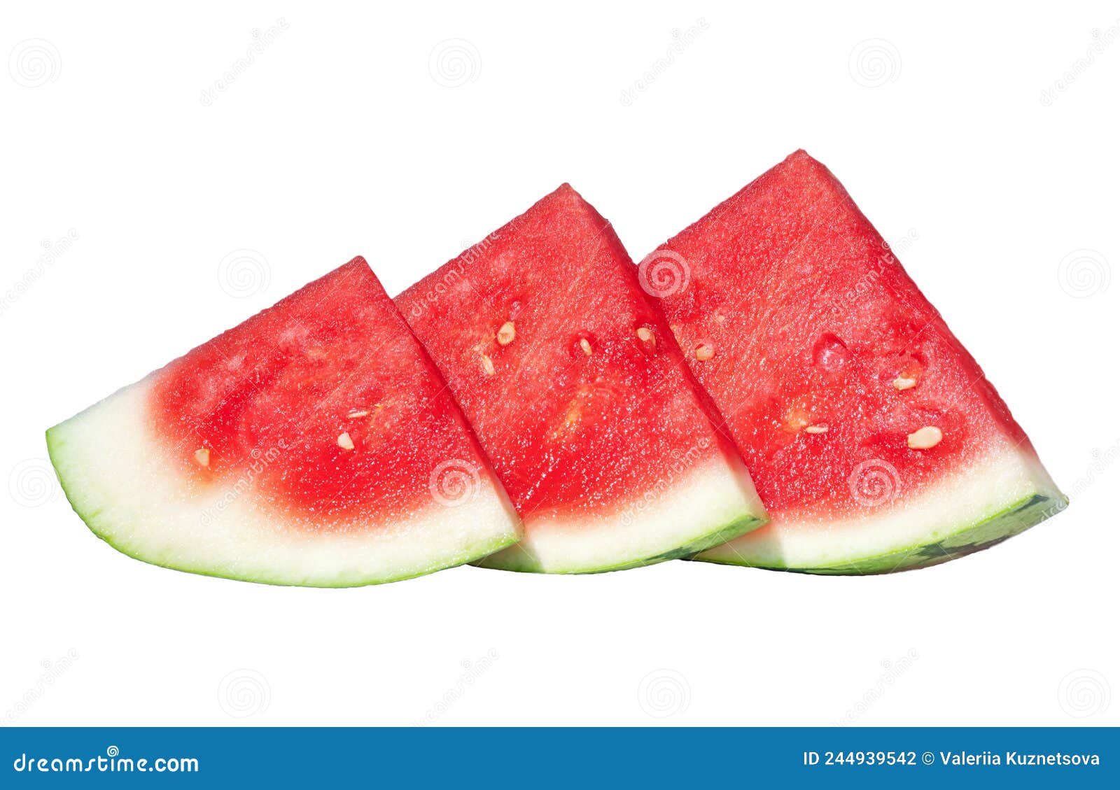 Three Pieces of Watermelon Isolated Stock Photo - Image of juicy ...