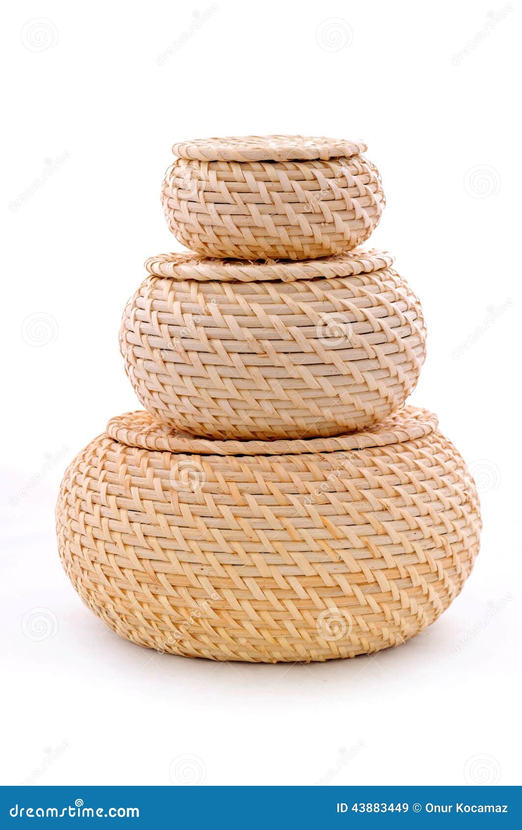 Three Pieces Wicker Baskets Stock Image - Image of beauty, tower: 43883449