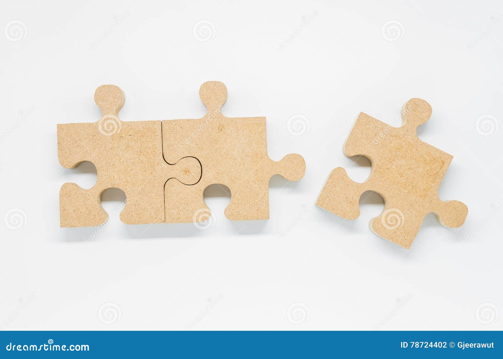 Three Pieces of Wooden Puzzle on White Background Stock Photo - Image ...