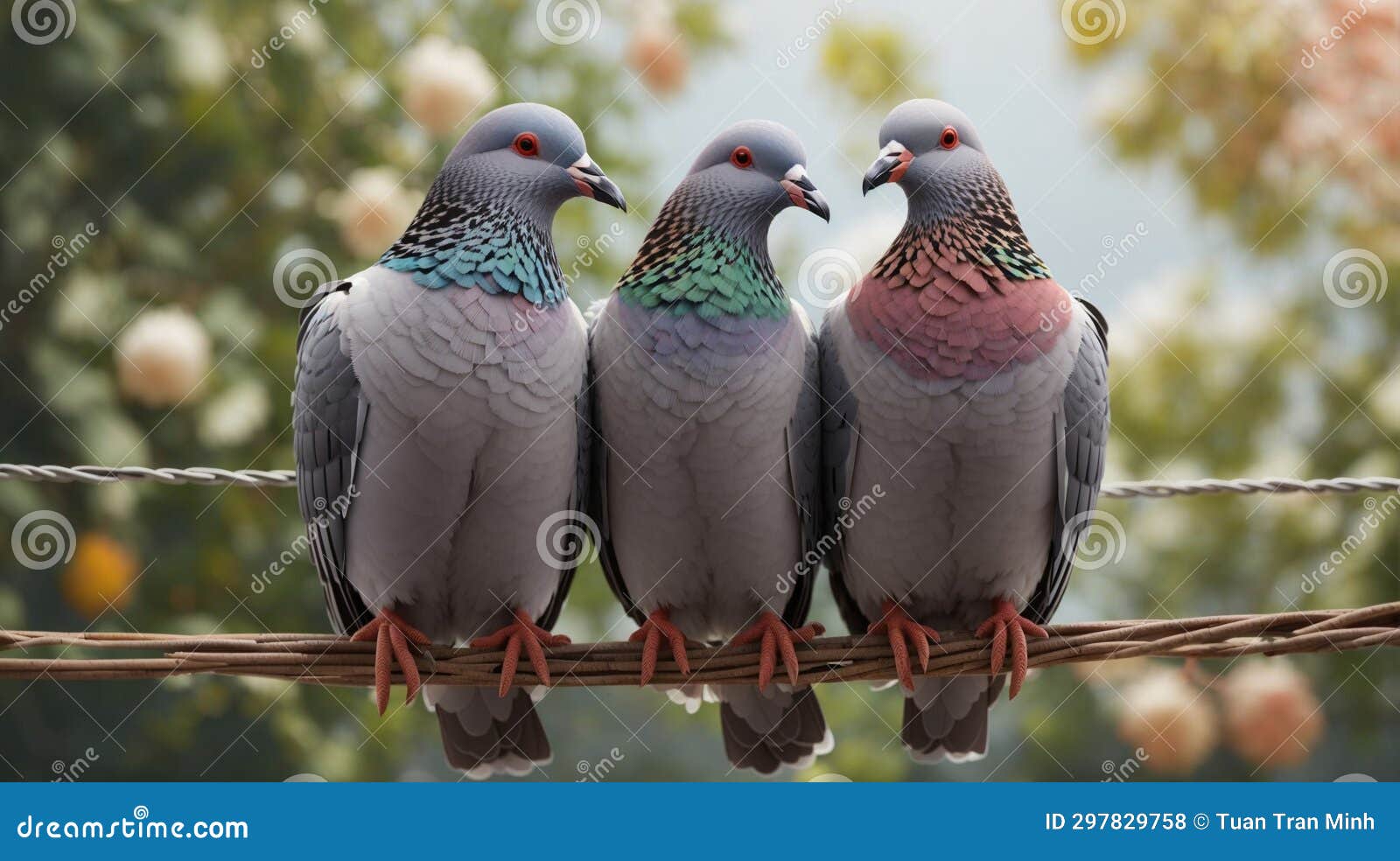 Pigeons stock illustration. Illustration of macaw, birds - 297829758