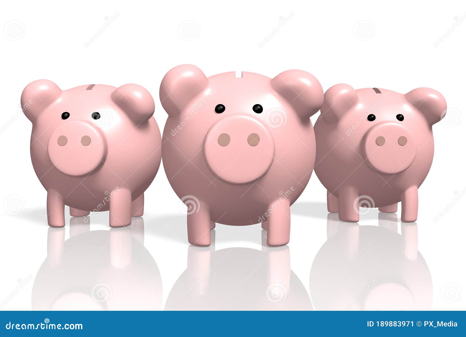 Three Piggy-banks - 3D Illustration Stock Illustration - Illustration ...