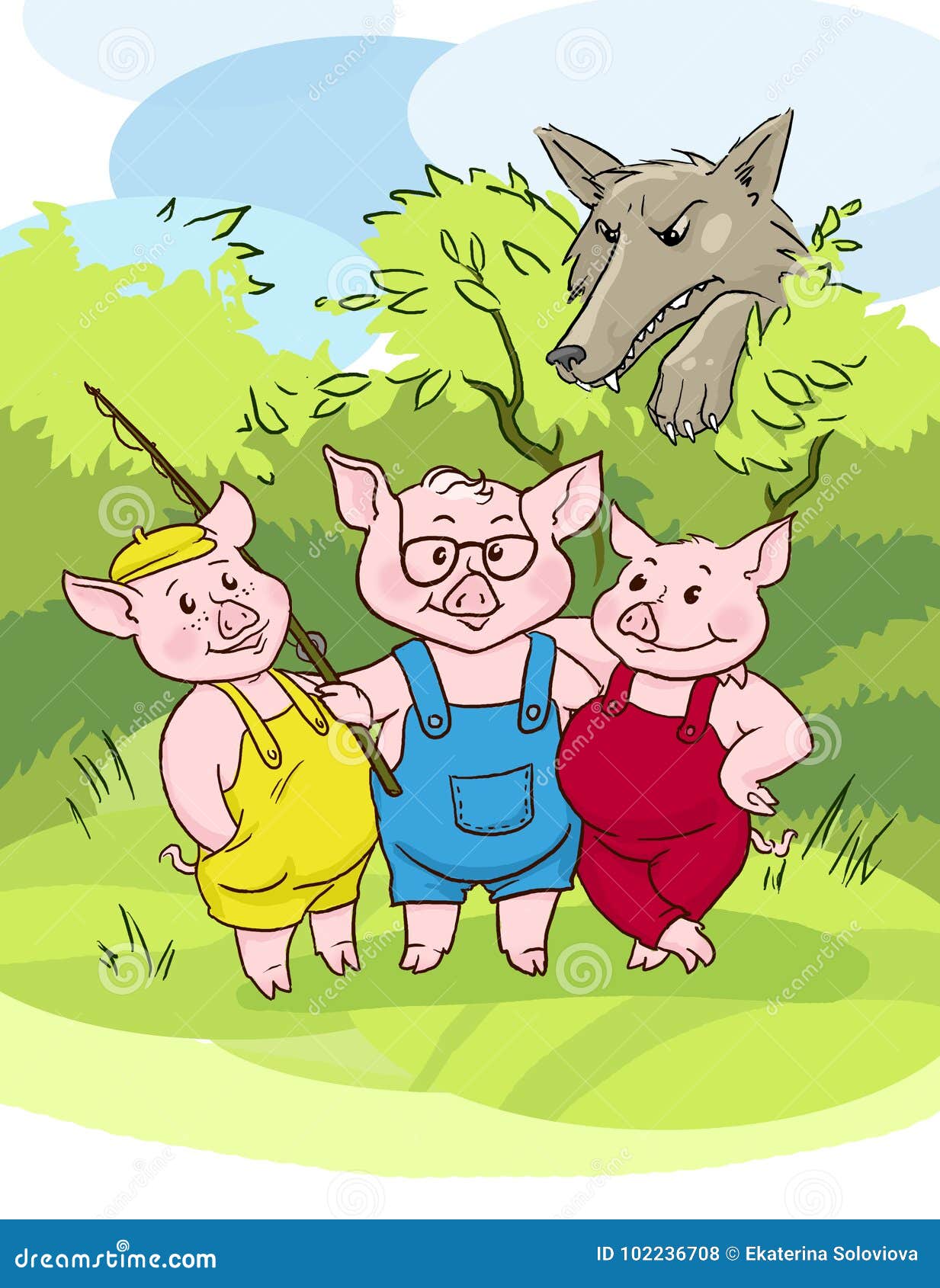 Fairytale The Three Little Pigs Cartoon Scene | CartoonDealer.com ...