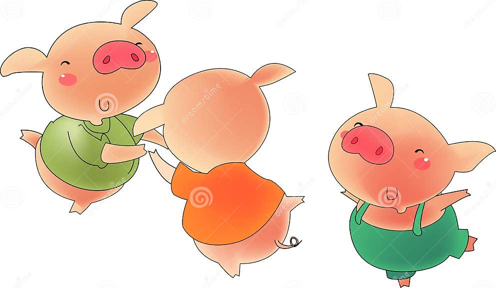 Three pigs 1 stock vector. Illustration of pigs, decorative - 4769320