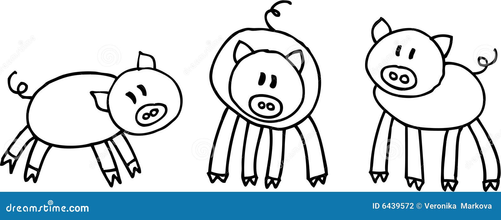 Three pigs stock vector. Illustration of drawn, swines - 6439572