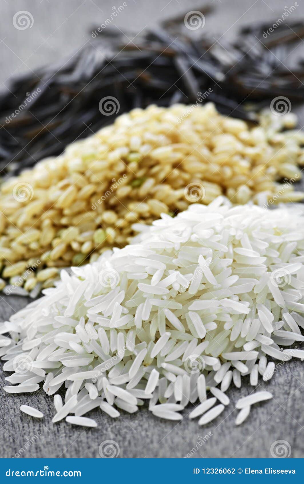 Three piles of rice stock photo. Image of isolated, loose - 12326062