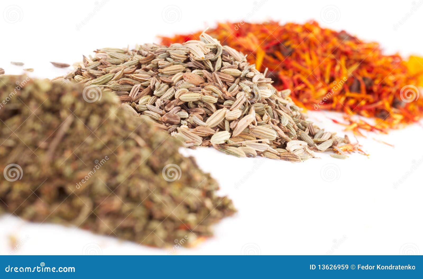 Three piles of spices stock image. Image of pepper, bright - 13626959