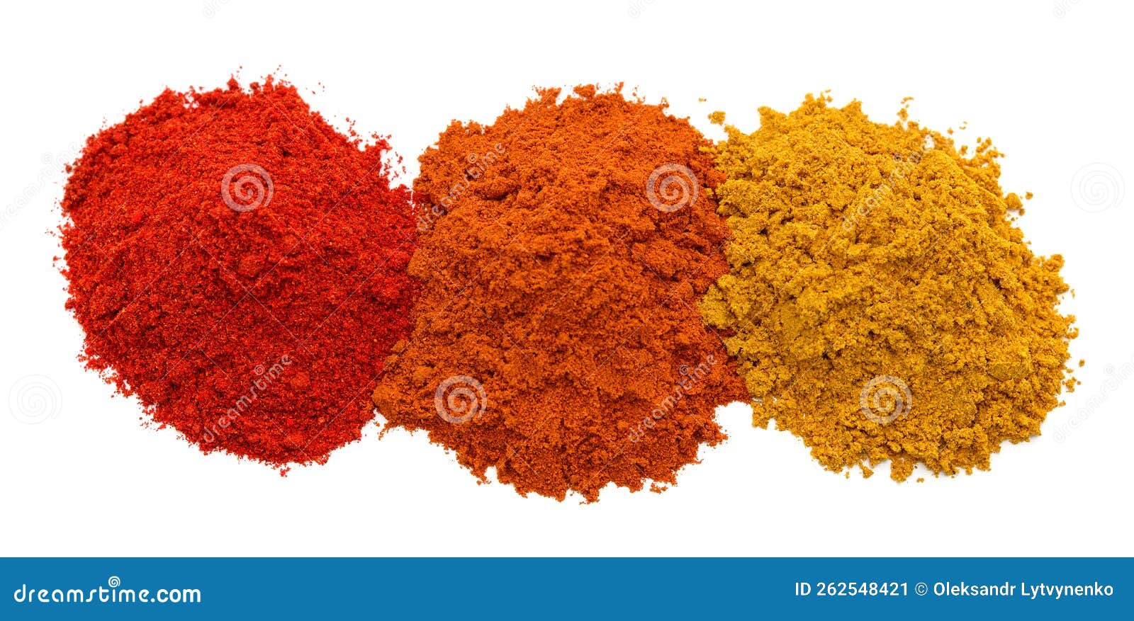 Three piles of spices stock image. Image of bouquet - 262548421