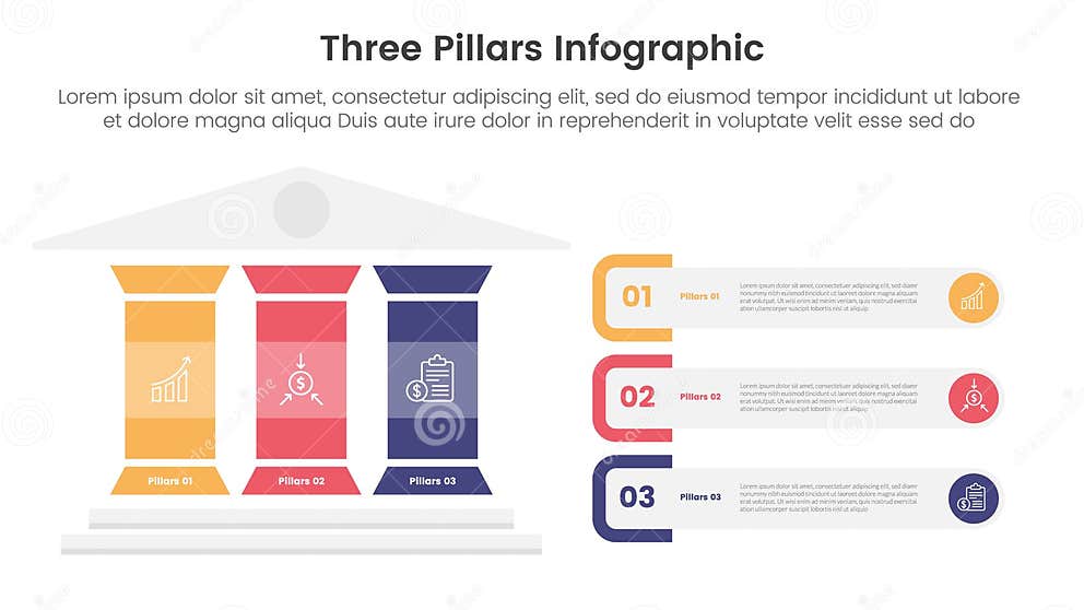 Three Pillars Framework with Ancient Classic Construction Infographic 3 ...