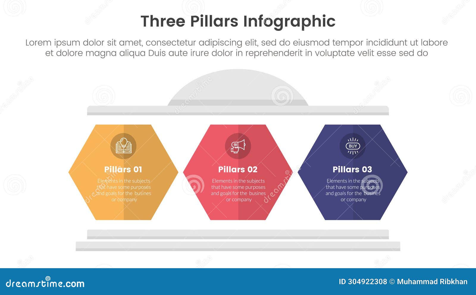 Three Pillars Framework with Ancient Classic Construction Infographic 3 ...