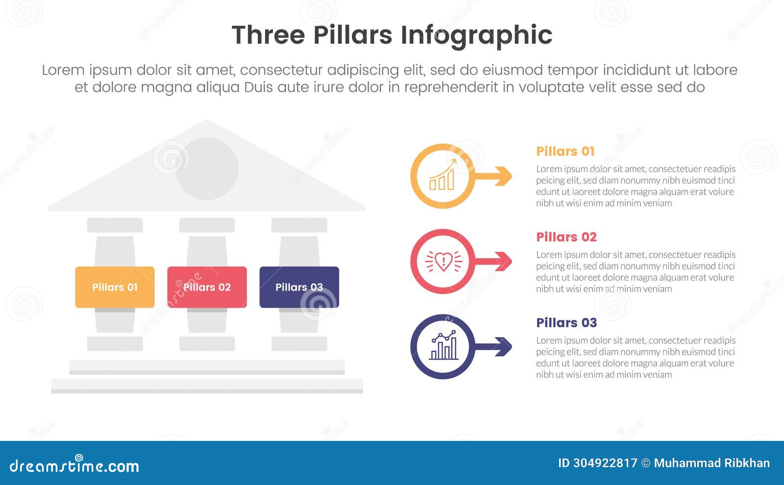 Three Pillars Framework with Ancient Classic Construction Infographic 3 ...