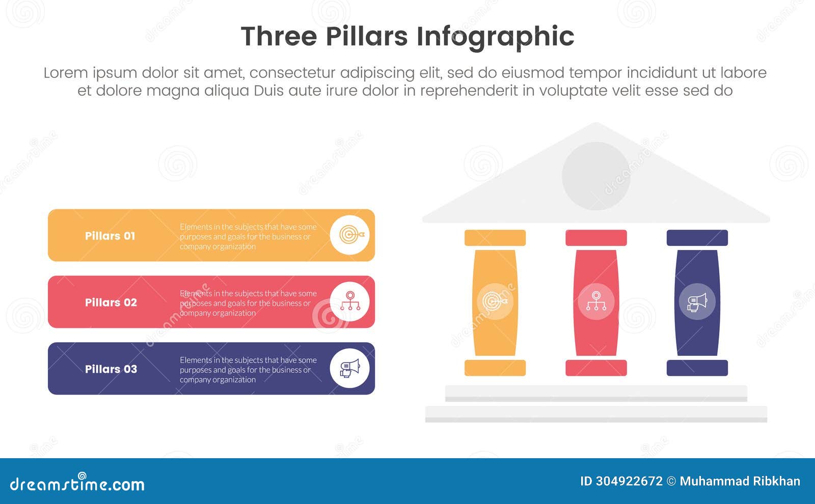 Three Pillars Framework With Ancient Classic Construction Infographic 3 ... Three Pillars Framework With Ancient Classic Construction Infographic 3 ...