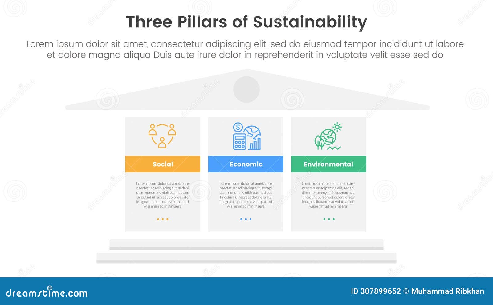 Three Pillars Framework With Ancient Classic Construction Infographic 3 ...