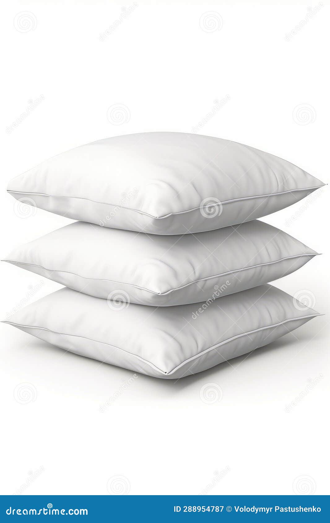 Three Pillows Stacked On Top Of Each Other On White Background Generative Ai Stock Image