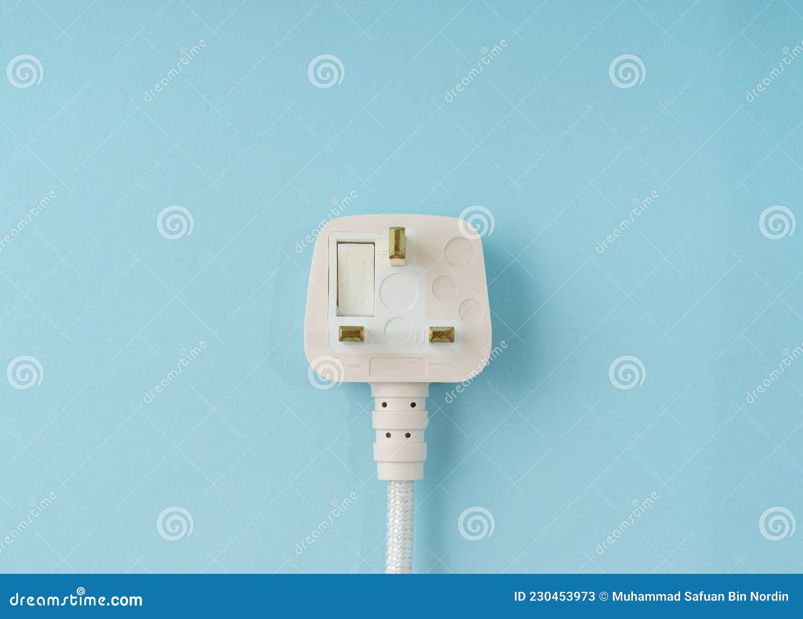 Three Pin Plug On Light Blue Background With A Copy Space Royalty-Free ...