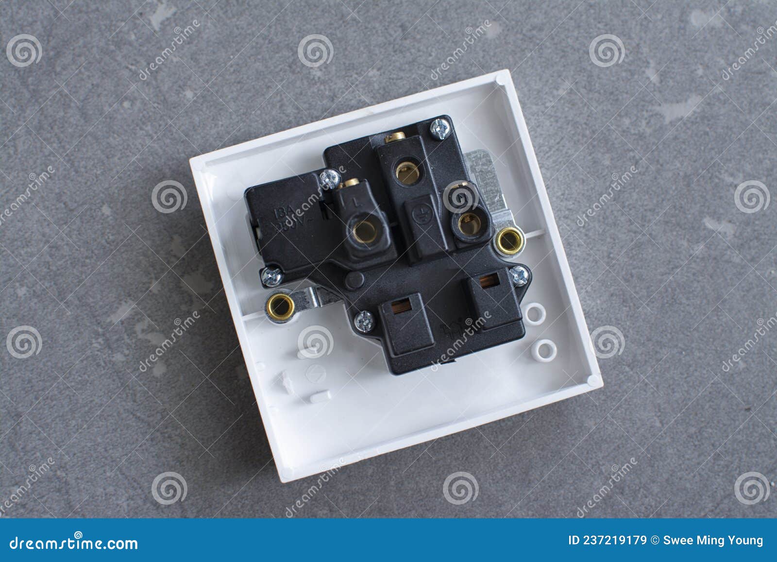 Three Pin Wall Socket Switched Plug Stock Image - Image of concrete ...