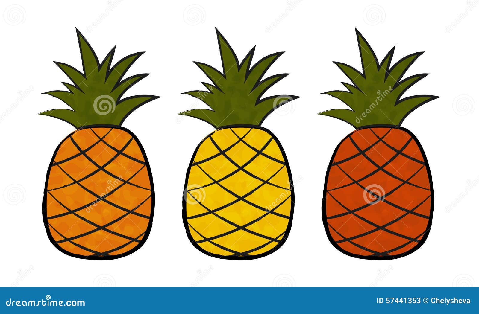Three pineapple stock vector. Illustration of design - 57441353