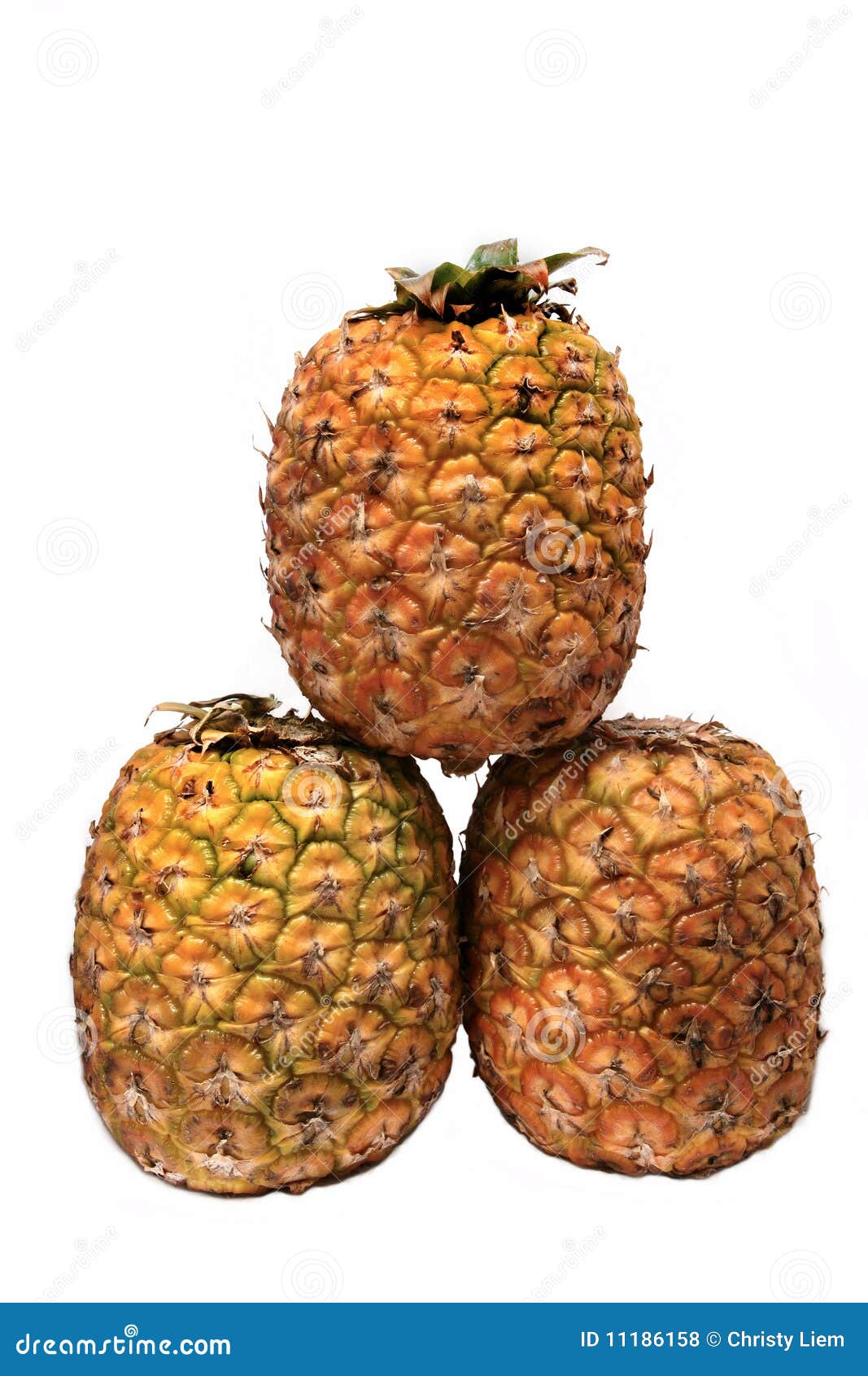 Three pineapples stock photo. Image of juicy, botanic - 11186158