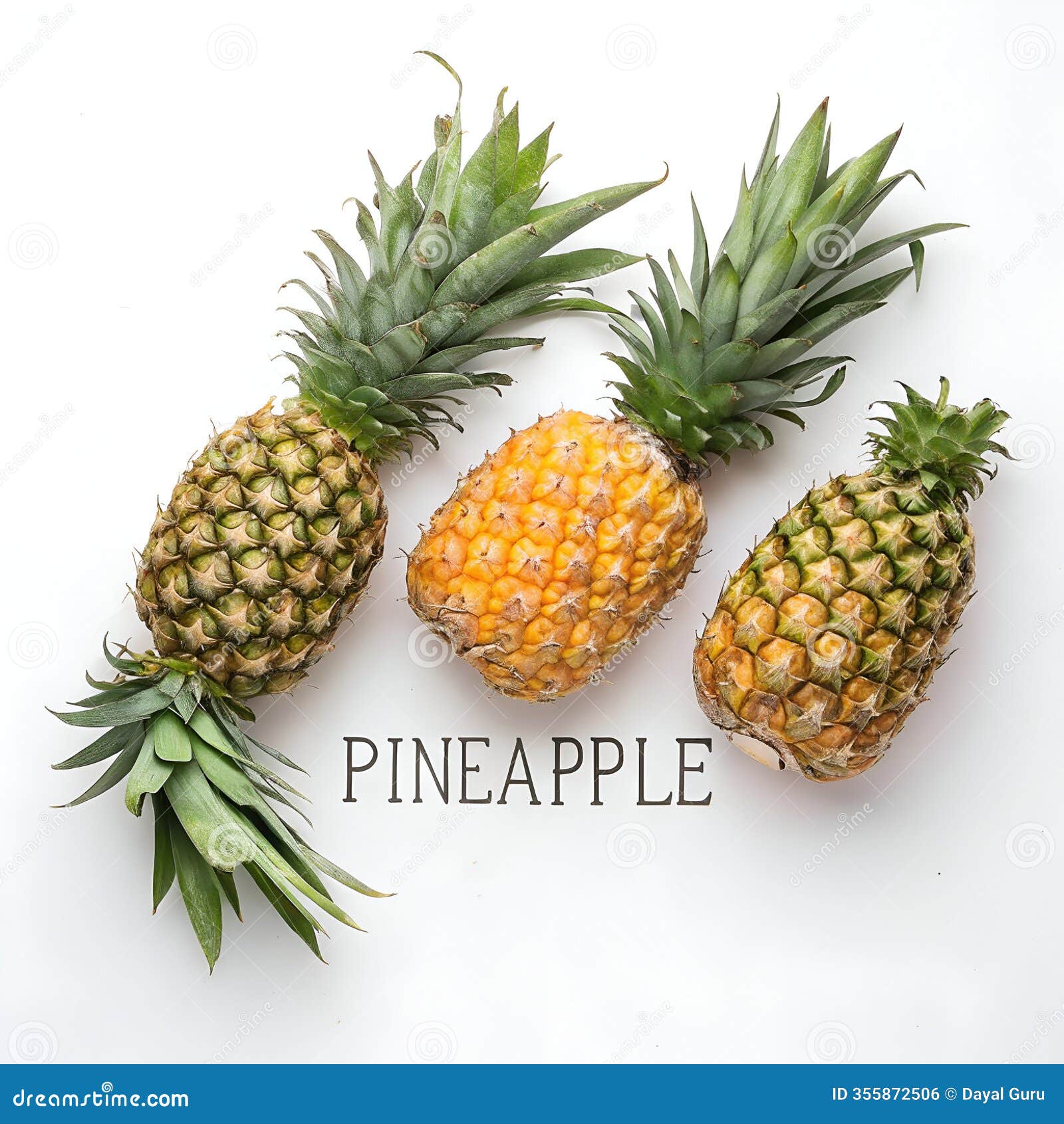 Three Pineapples Arranged in a Circle with the Word "Pineapple" on the ...