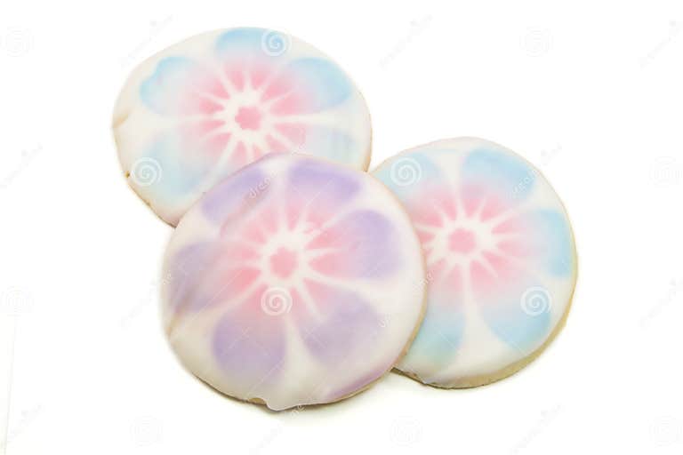 Three Pink and Blue Cookies Stock Photo - Image of blue, sugar: 20542578
