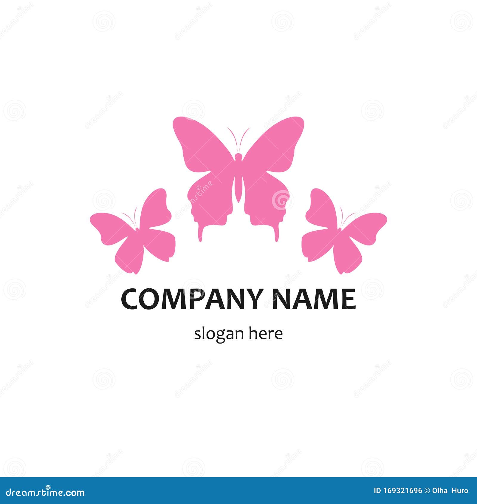 Three Pink Butterflies. Vector Illustration, Logo, Emblem. Eps10 Stock ...