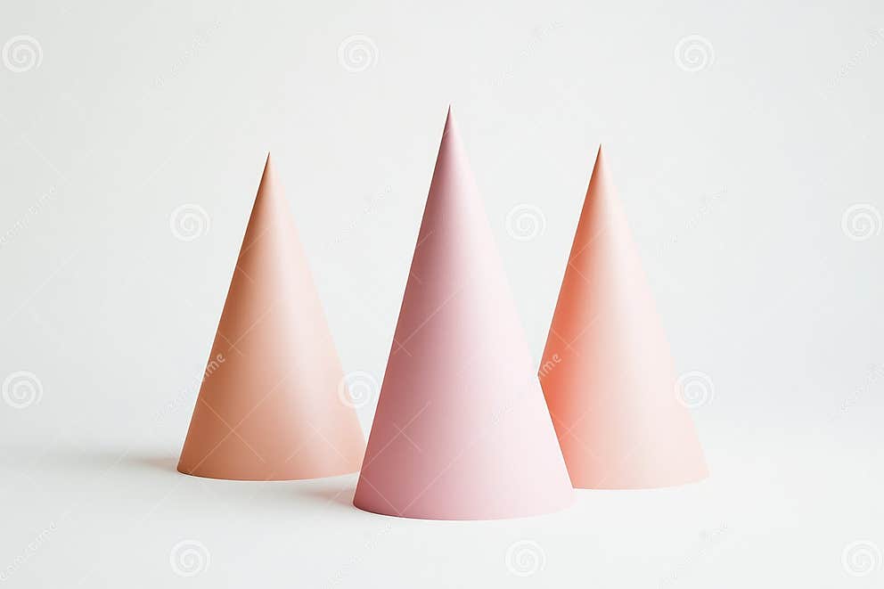 Three Pink Cone Shaped Objects Stock Illustration - Illustration of ...