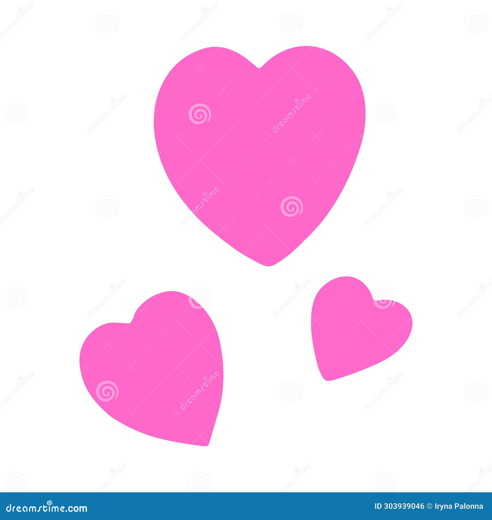 Three Pink Hearts, Simple Romantic Decor Illustration Stock ...