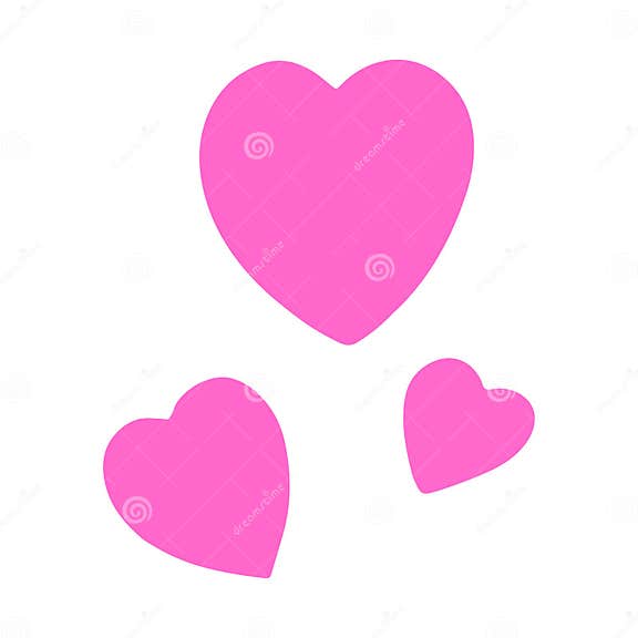 Three Pink Hearts, Simple Romantic Decor Illustration Stock ...